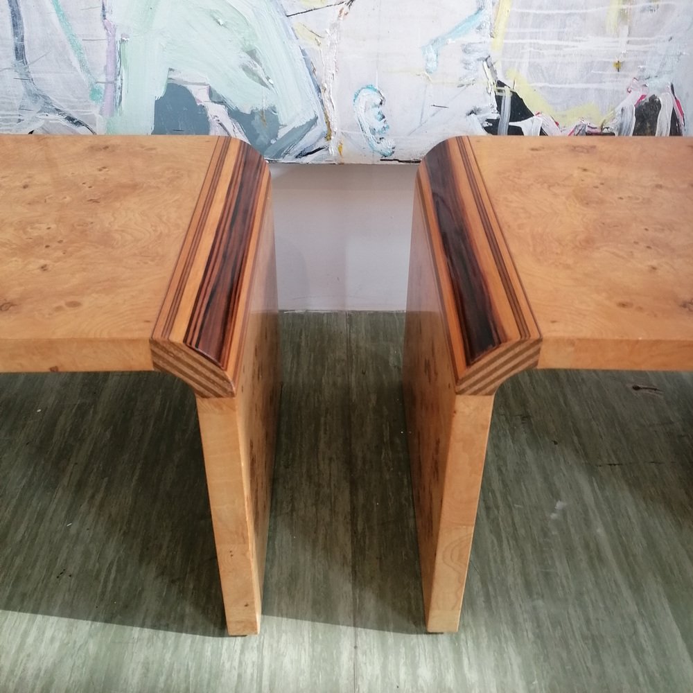 Mid-Century American Waterfall Burr Olive Side Tables from Henredon, 1970s, Set of 2 for sale at ...