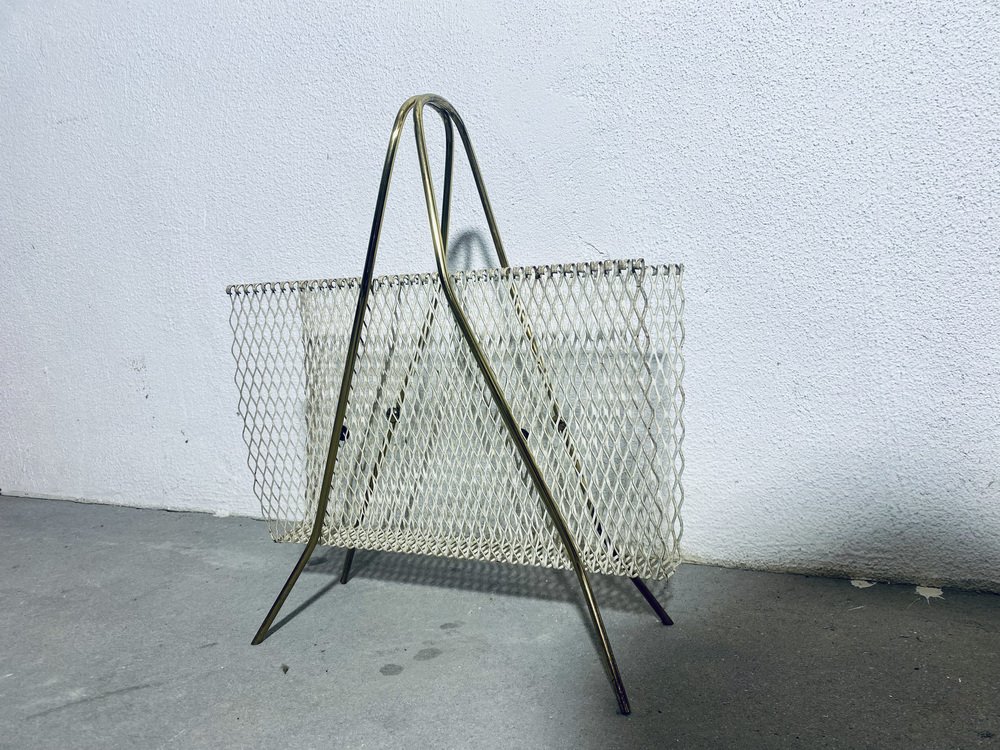 Vintage Newspaper Stands in Brass and Lacquered Metal Grille, 1950s for ...