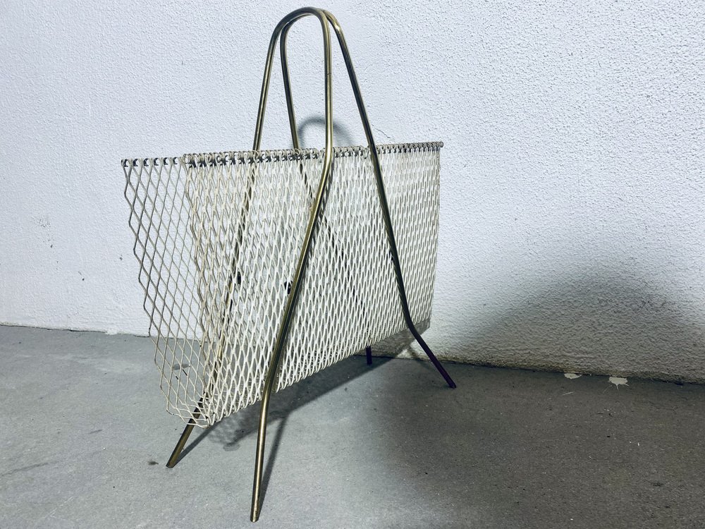 Vintage Newspaper Stands in Brass and Lacquered Metal Grille, 1950s for ...