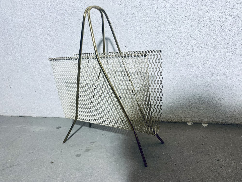 Vintage Newspaper Stands in Brass and Lacquered Metal Grille, 1950s for ...