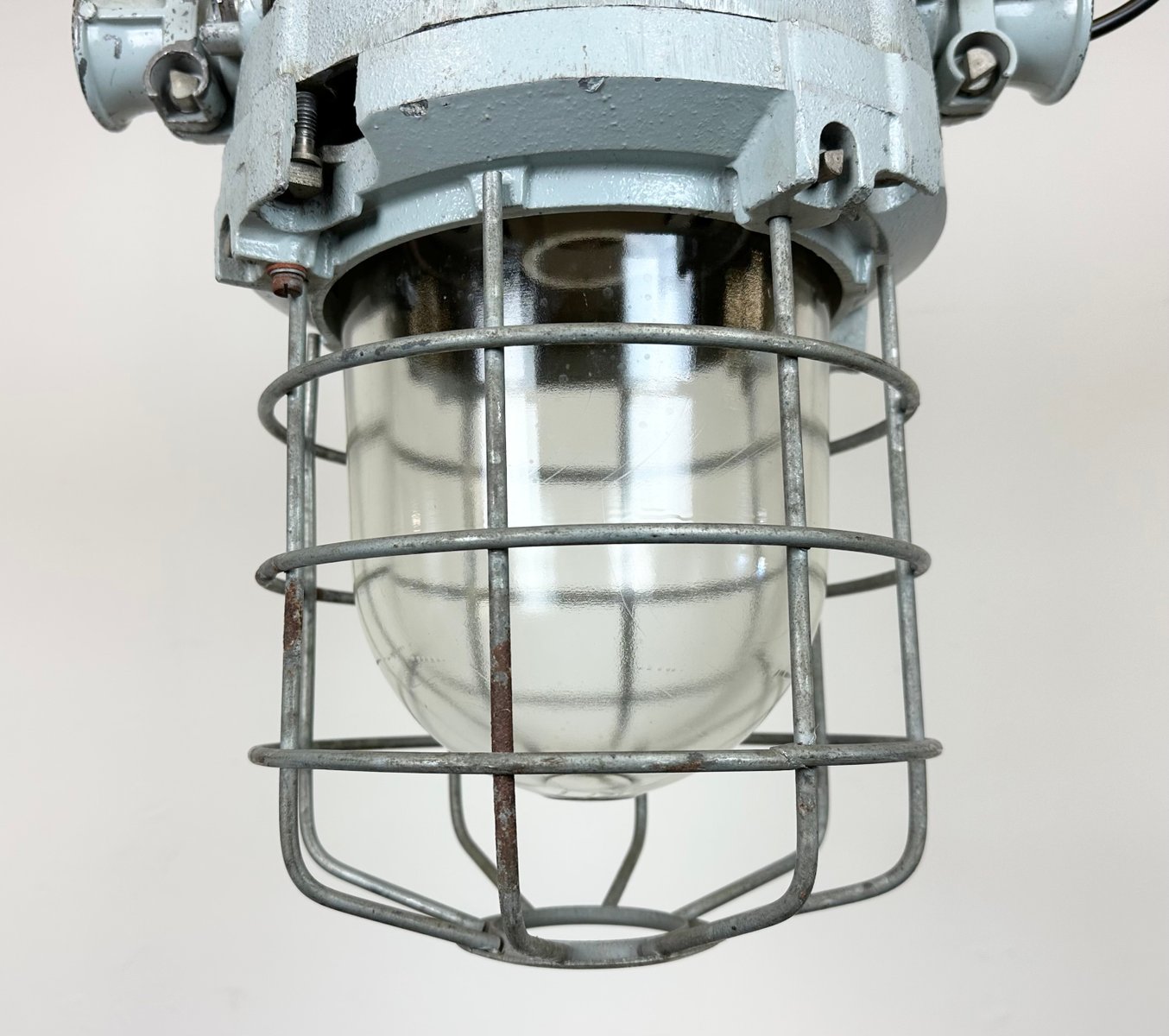 Industrial Grey Bunker Ceiling Light with Iron Cage from Elektrosvit ...