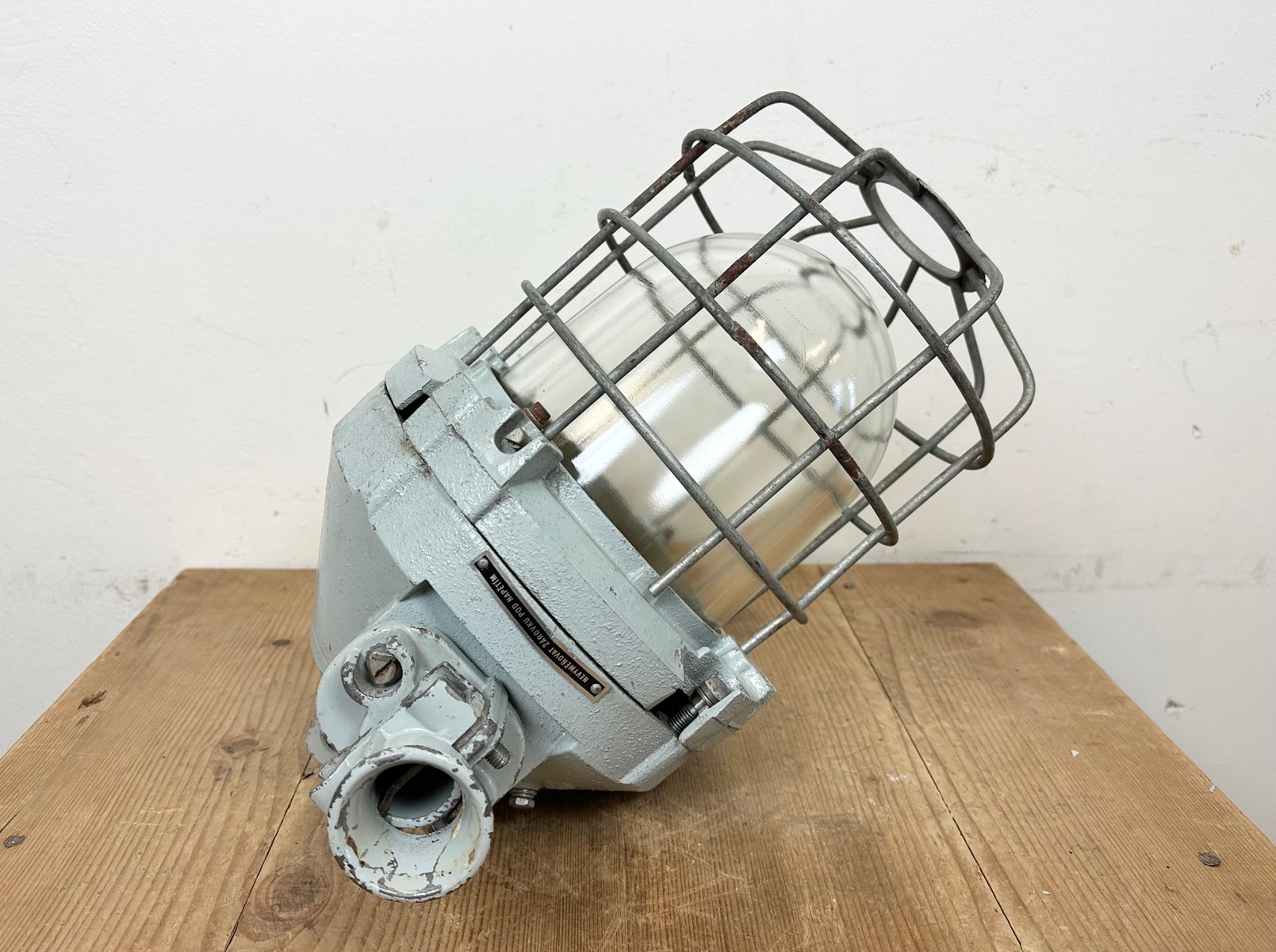 Industrial Grey Bunker Ceiling Light with Iron Cage from Elektrosvit ...