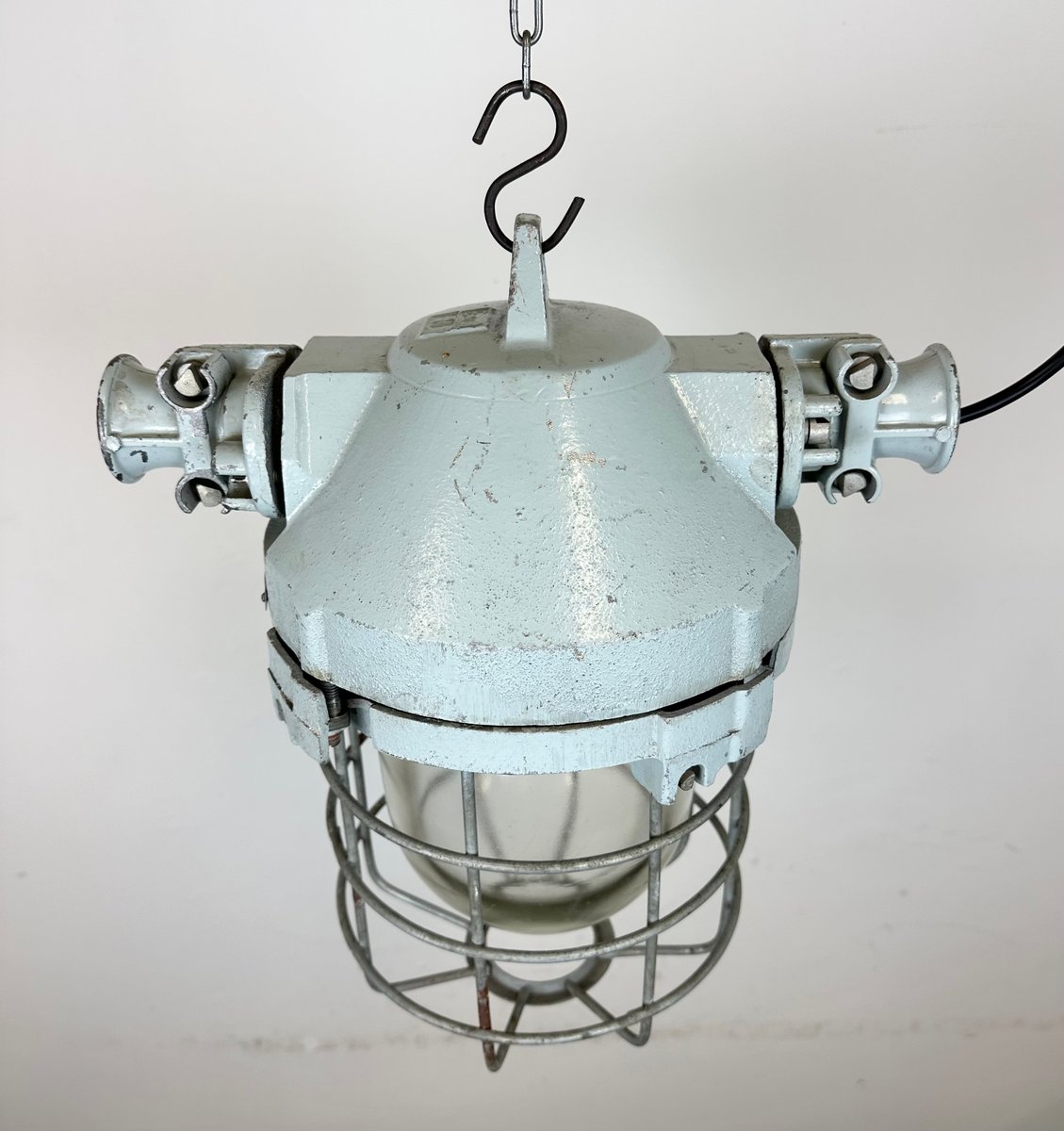 Industrial Grey Bunker Ceiling Light with Iron Cage from Elektrosvit ...