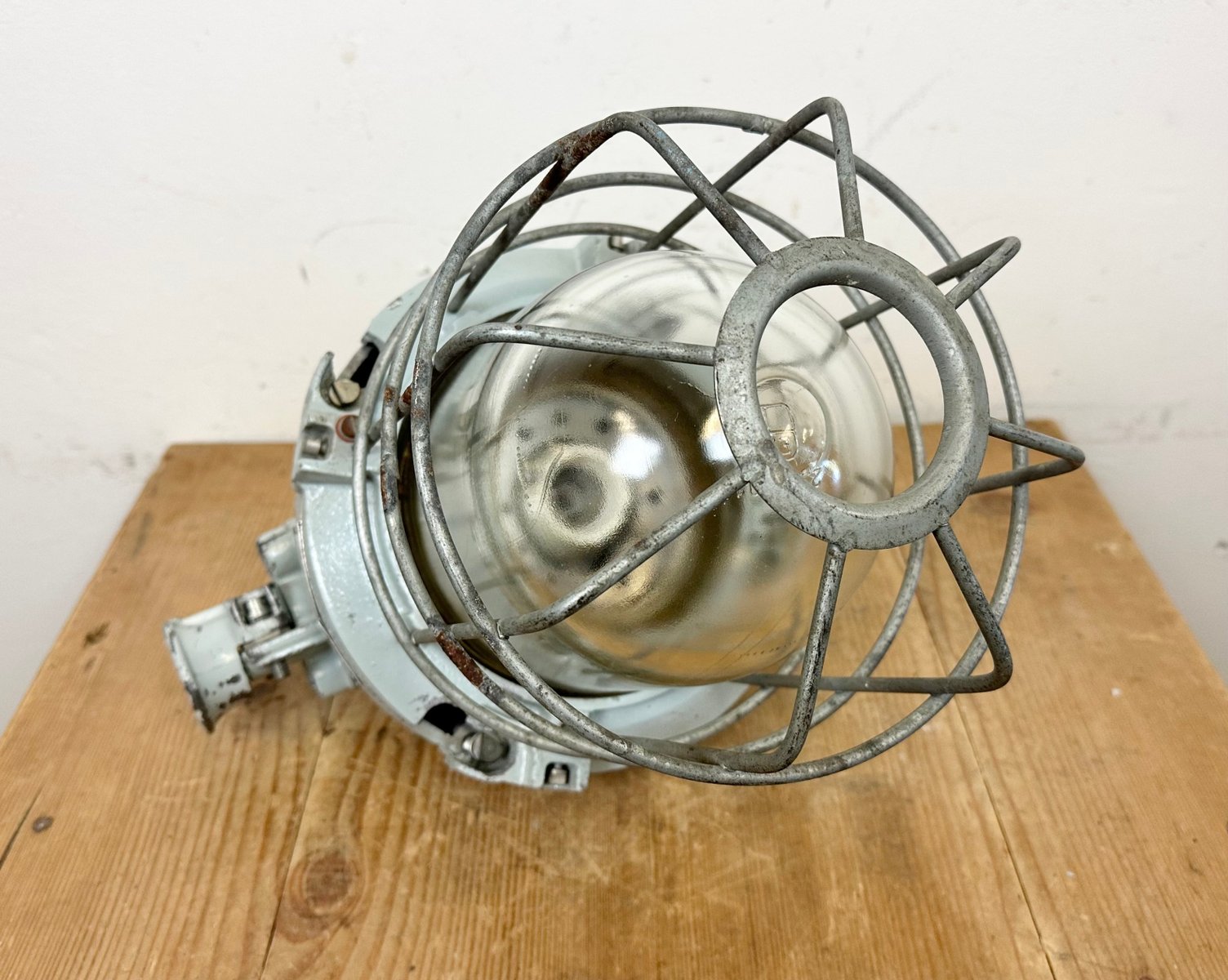Industrial Grey Bunker Ceiling Light with Iron Cage from Elektrosvit ...