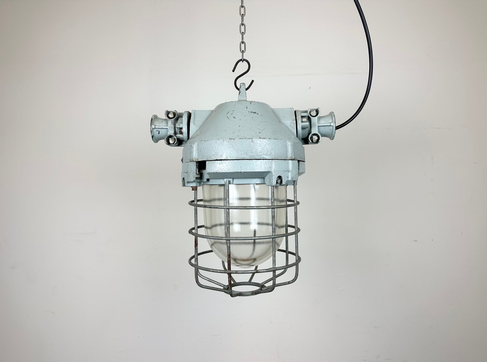 Industrial Grey Bunker Ceiling Light with Iron Cage from Elektrosvit ...