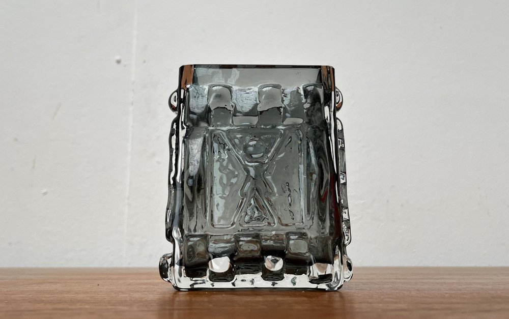 Mid-Century Swedish Brutalist Bubble Glass Block Vase by Josef Schott ...