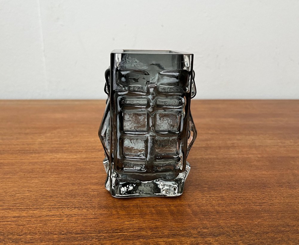 Mid-Century Swedish Brutalist Bubble Glass Block Vase by Josef Schott ...