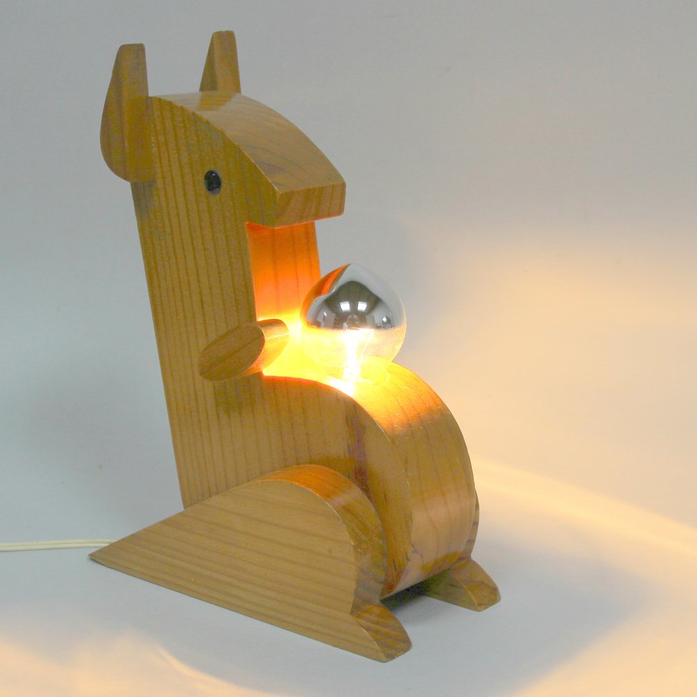 Vintage Wood Kangaroo Lamp for sale at Pamono