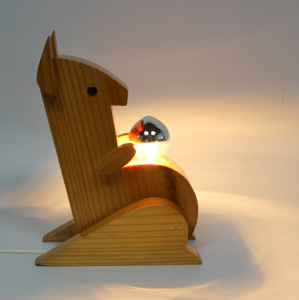 Vintage Wood Kangaroo Lamp for sale at Pamono