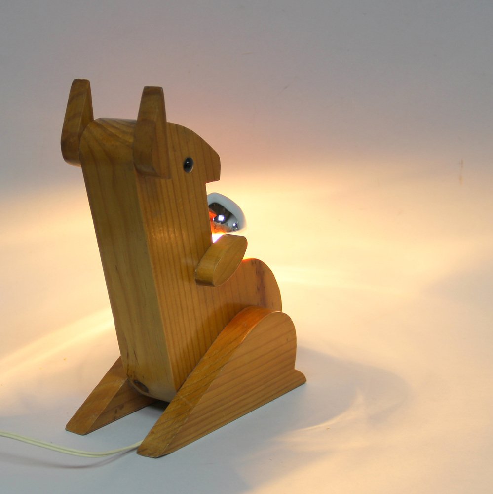 Vintage Wood Kangaroo Lamp for sale at Pamono
