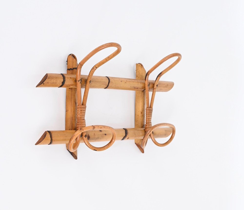 Mid-Century French Riviera Rattan, Wicker and Bamboo Canes Coat Rack ...