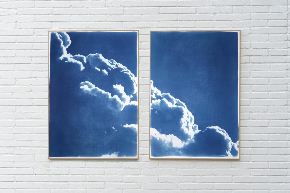Kind of Cyan, Diptych of Floating Clouds, Cyanotype Print, 2023 for ...