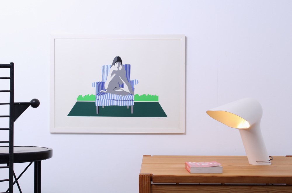 Semi Abstract Woman Figure in Easy Chair, 1970s, Screen Print for sale ...
