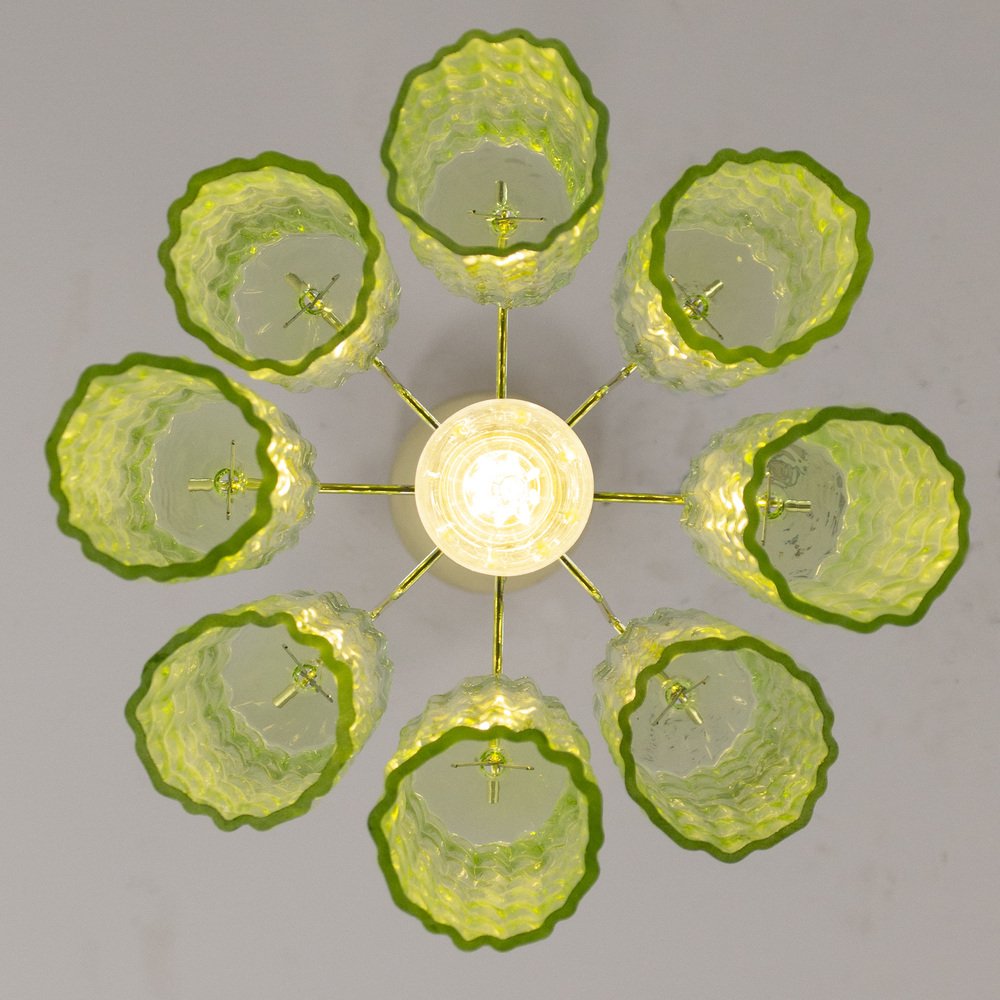 Ceiling Lamp in Tubes Cortex of Light Green Murano Glass, 1990s for ...