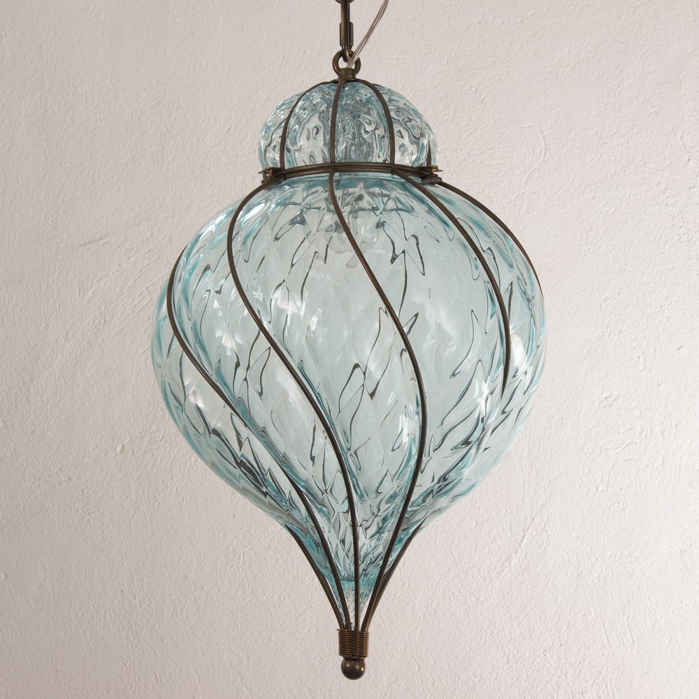 Venetian Lantern Lamp with Pointed Murano Glass Puffed Watercolor Color ...