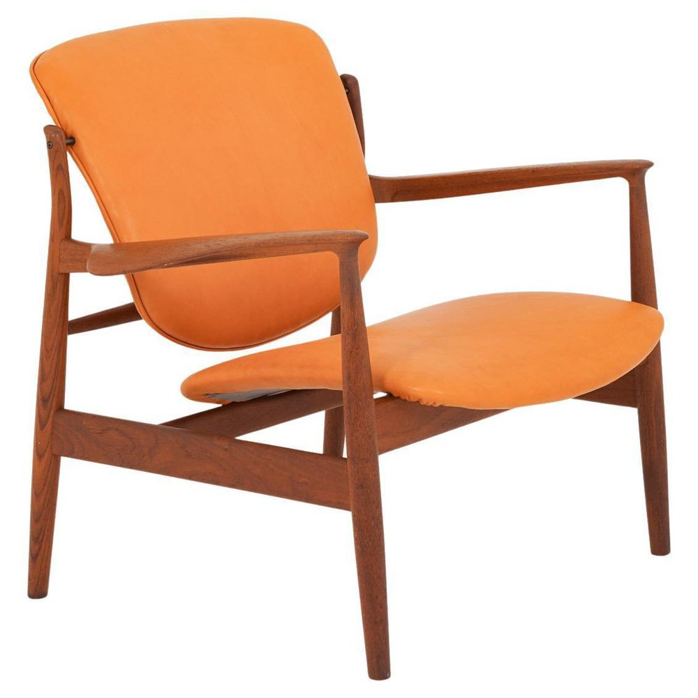 Model FD 136 Lounge Chair in Cognac Leather and Teak by Finn Juhl ...