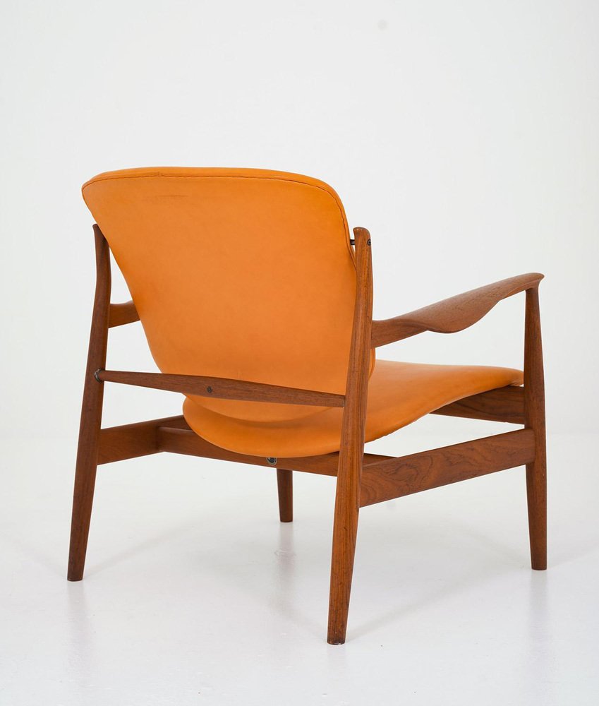 Model FD 136 Lounge Chair in Cognac Leather and Teak by Finn Juhl ...
