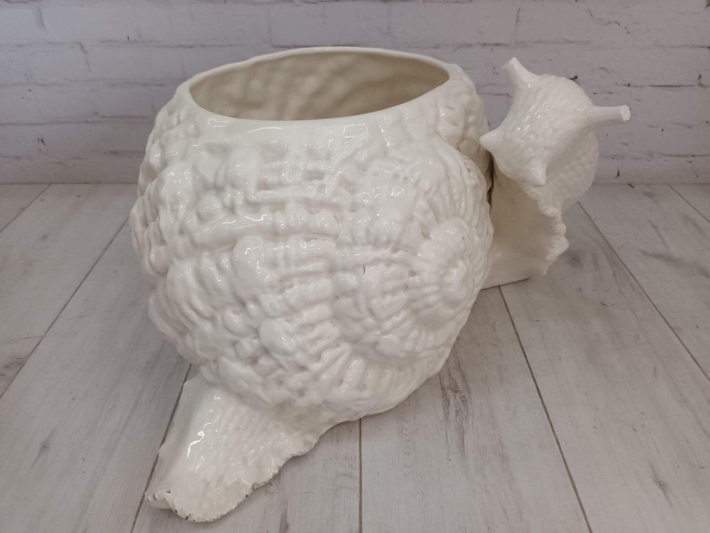 Large Snail Ceramic White Planter, 1960s for sale at Pamono