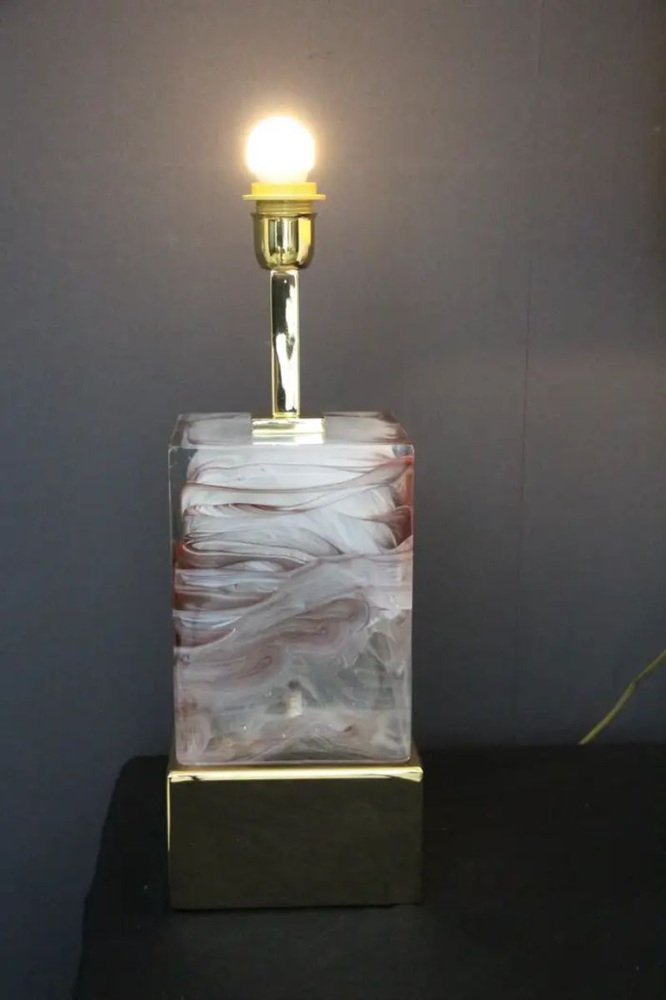 Murano Glass Block Table Lamps, 1990s, Set of 2 for sale at Pamono