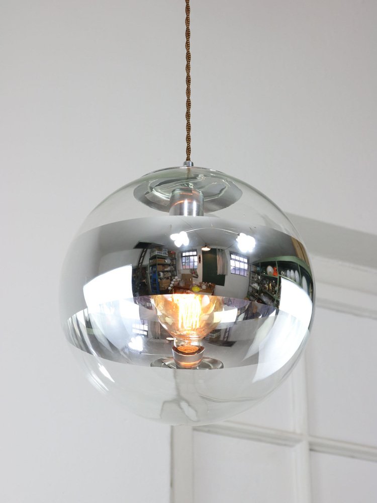 Vintage Italian Glass & Chrome Sphere Ceiling Lamp, 1990s for sale at ...