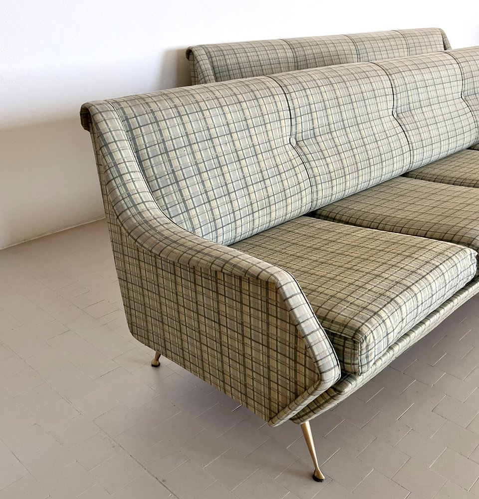 Large Italian Sofa with Brass Legs, 1950s for sale at Pamono