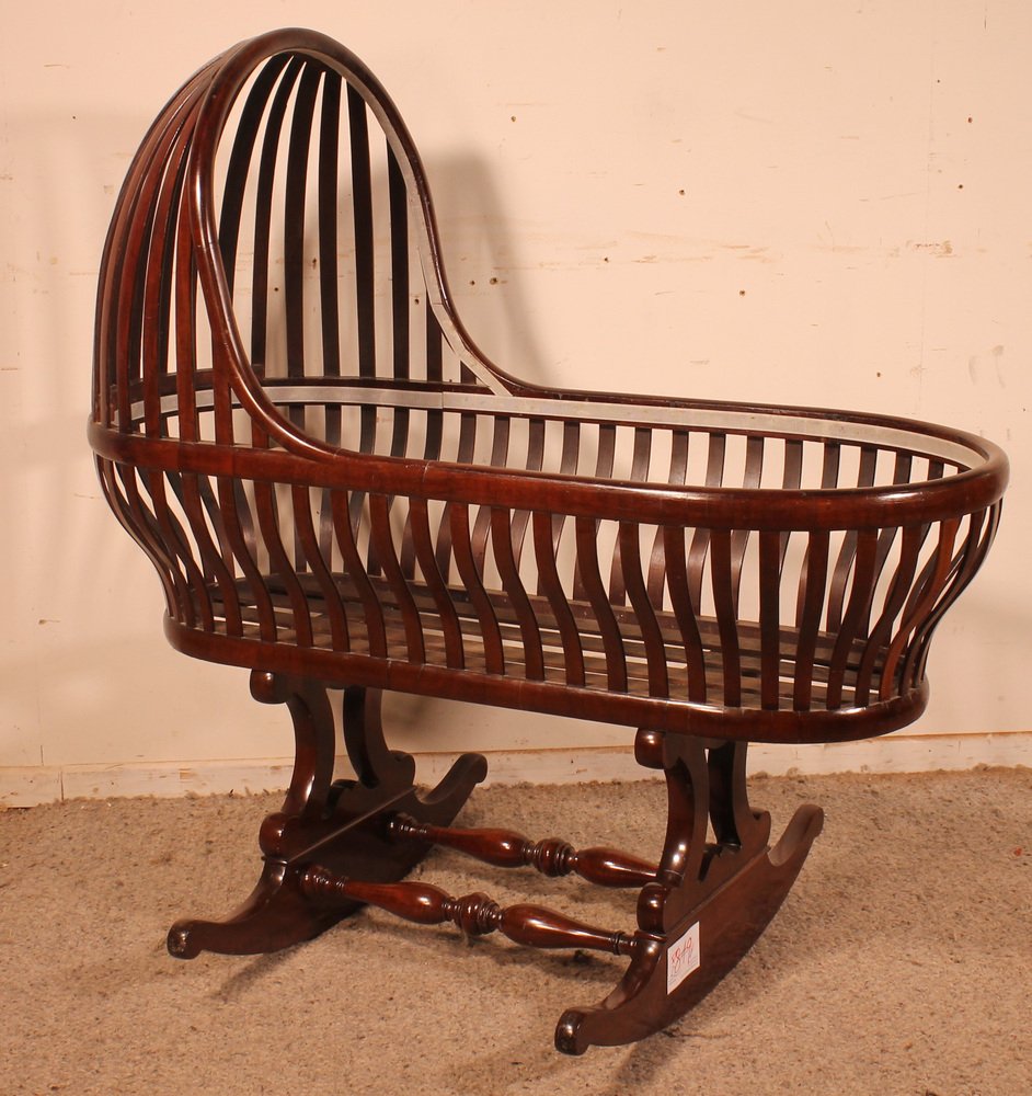 Curved Mahogany Cradle, 1800s for sale at Pamono