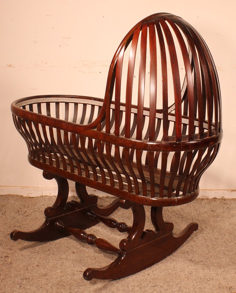 Curved Mahogany Cradle, 1800s for sale at Pamono