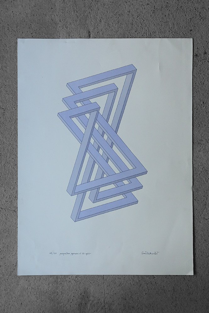 Oscar Reutersvärd, Impossible Figures, Perspective Japonaise n. 331, Litografia a colori su ...