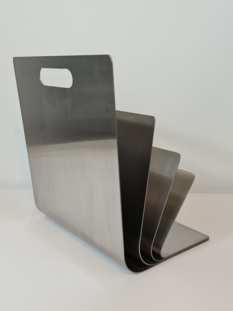 Stainless Steel Magazine Rack by Xavier Feal for Inux Industrie, 1970s ...