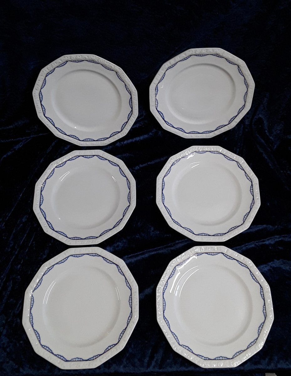 Food Plate Maria Series with Blue Decor from Rosenthal, 1930s, Set of 6 ...