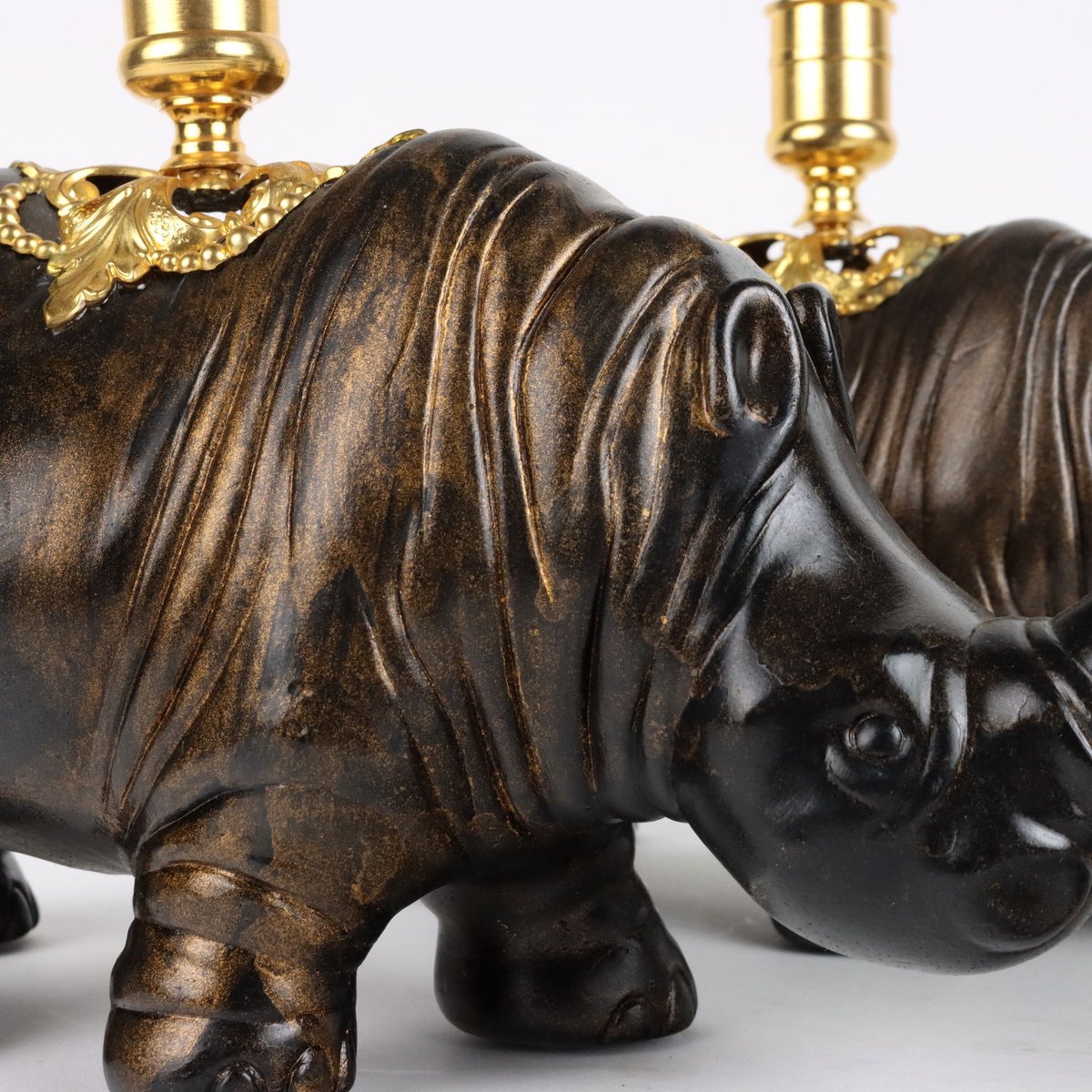 Rhinoceroses Plaster Candleholders by J. Luc Maisiere, 1900s, Set of 2 ...