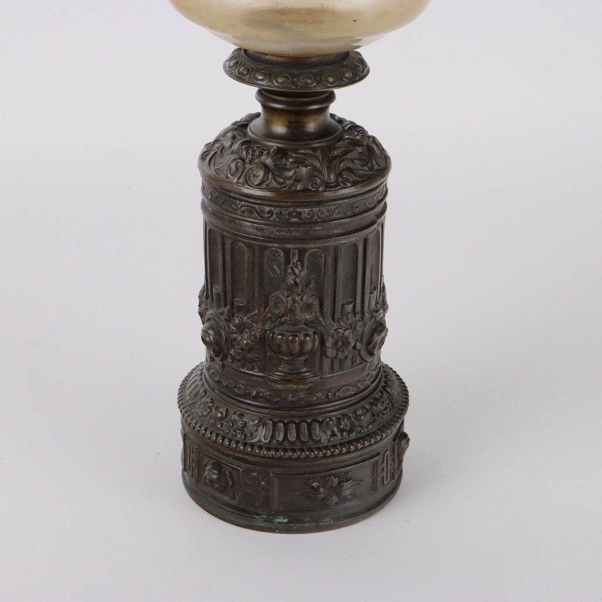 Oil Lamp in Sheeth Metal, Bronze & Glass from R. Ditmar Wien, 1900s for ...