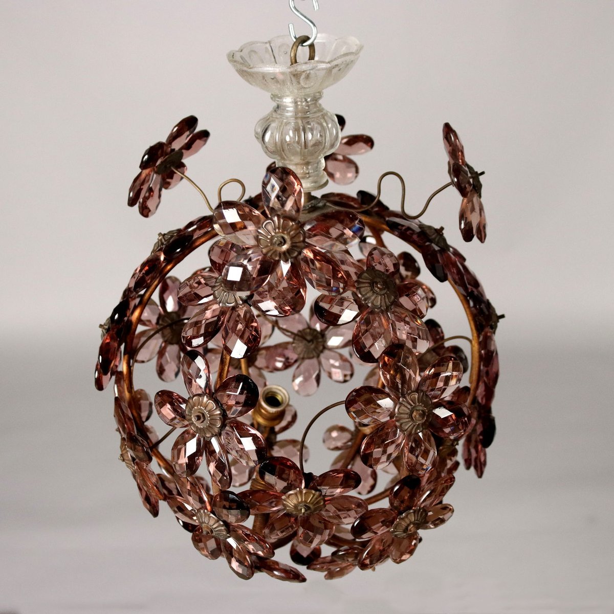 Spherical Chandelier in Metal & Glass, 1900s for sale at Pamono