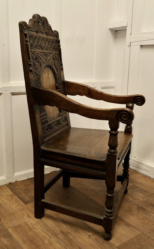 Antique Carved Oak Celtic Wainscot Chair, 1700s for sale at Pamono