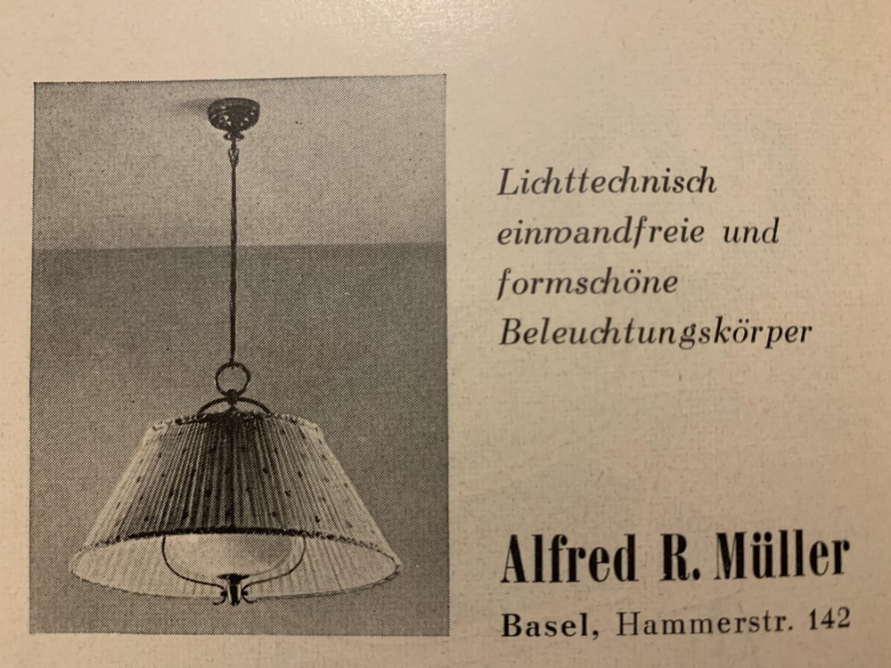 Art Deco AMBA Hanging Lamp by Alfred Müller in the style of Jean Royère ...