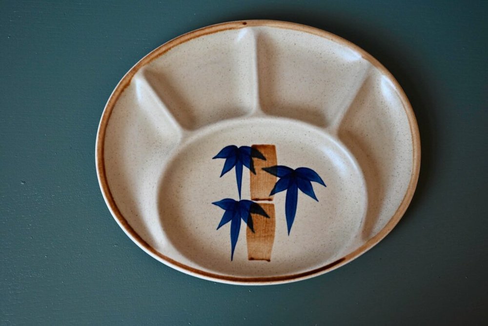 Exotic Plates with Bamboo Service Compartments from Sâlin, 1960s, Set ...