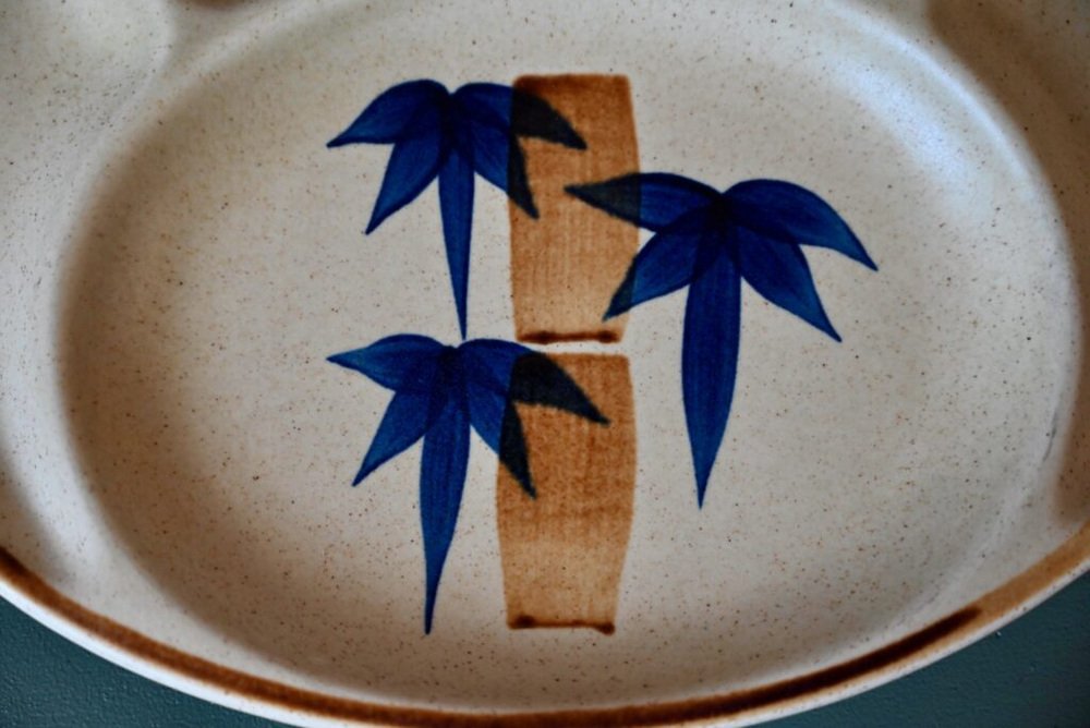 Exotic Plates with Bamboo Service Compartments from Sâlin, 1960s, Set ...