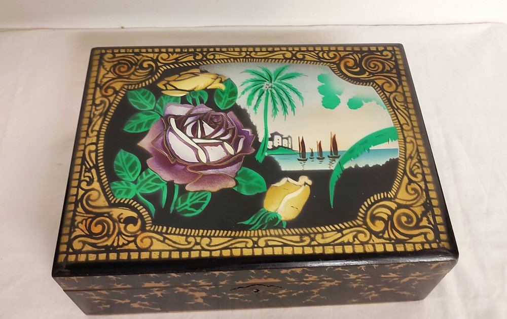 Art Nouveau Wooden Box. Spain, 1940s for sale at Pamono