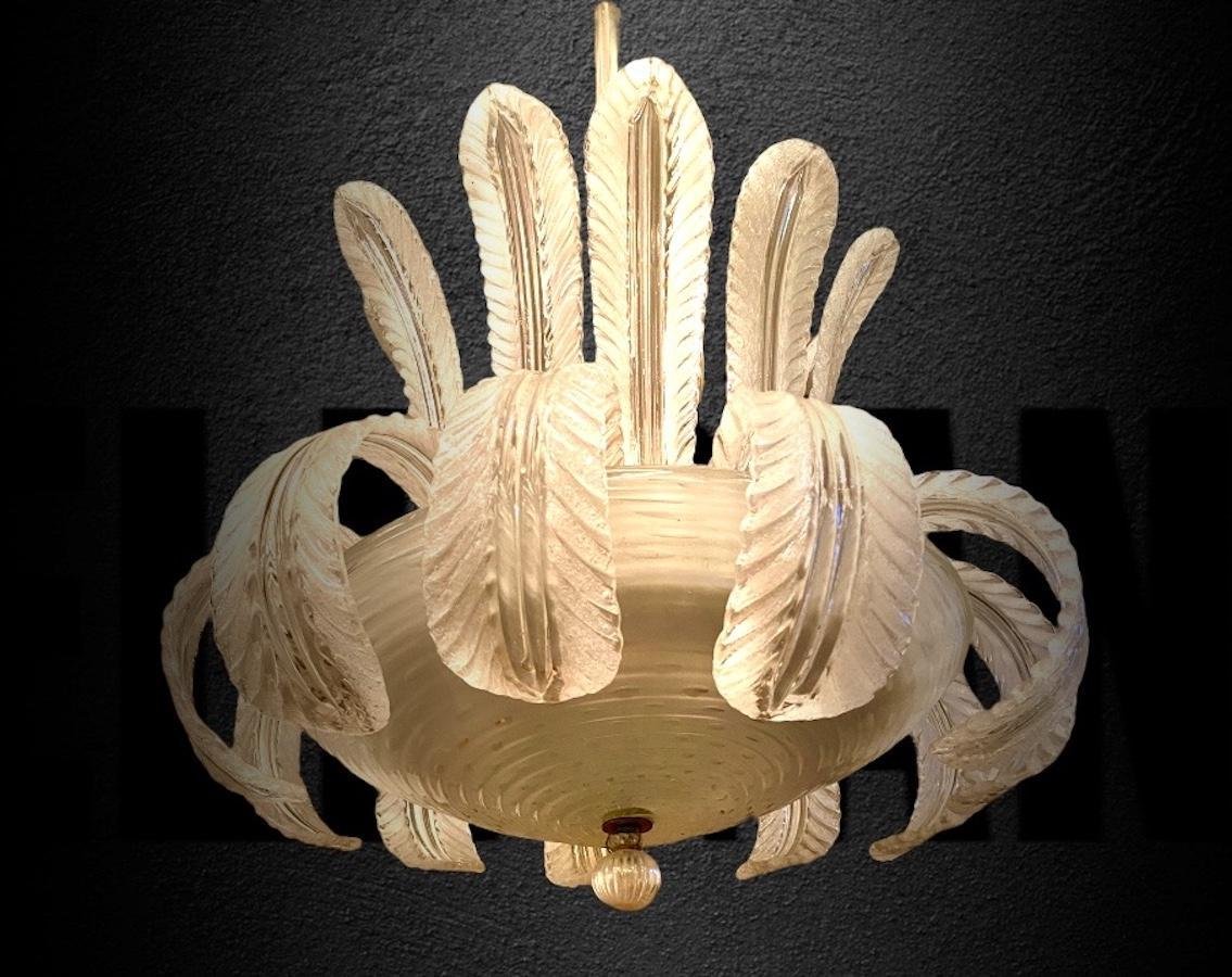 Tommaso Buzzi zugeschriebene Art Deco Deckenlampe aus Muranoglas für ...