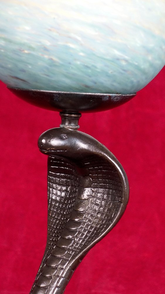 Vintage Cobra Table Lamp with Color Glass Ball, 1960s for sale at Pamono