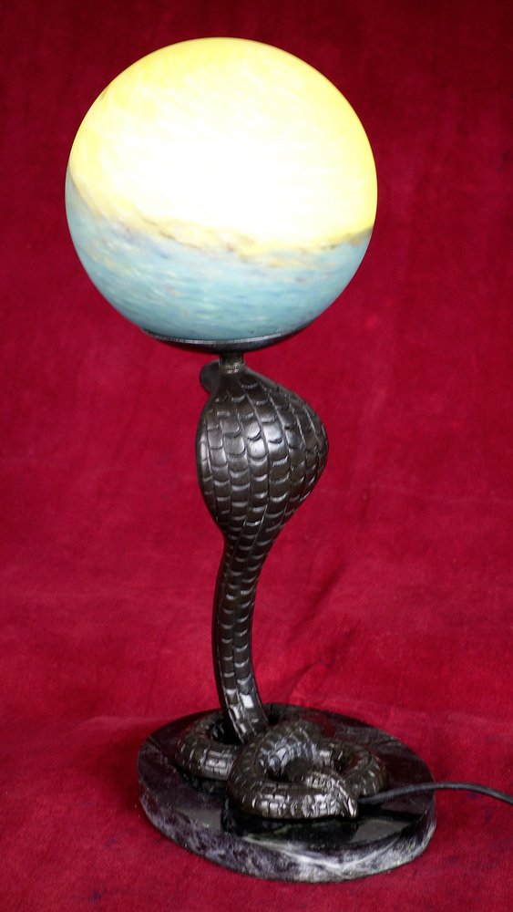 Vintage Cobra Table Lamp with Color Glass Ball, 1960s for sale at Pamono