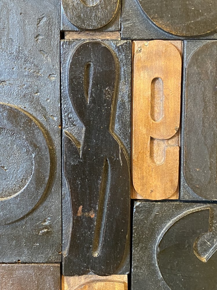 Panel with Antique Letters and Numbers, 1980s for sale at Pamono