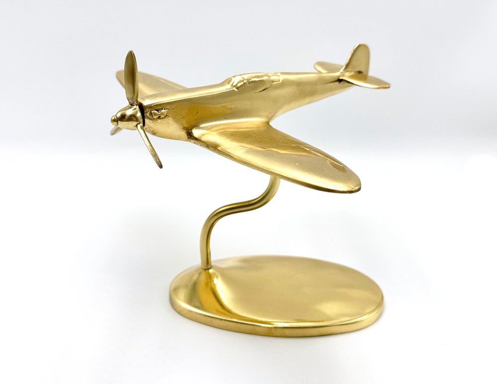 Brass Sculpture of Aeroplane Model, 1960s for sale at Pamono