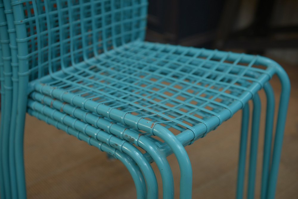 Stackable Metal Chairs, 1980s, Set of 4 for sale at Pamono