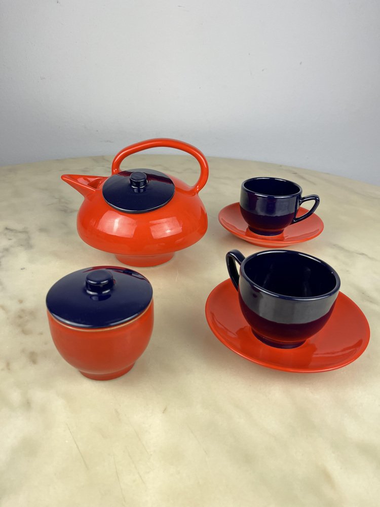 Vintage Italian Tea Set in Ceramic, 1970s, Set of 4 for sale at Pamono