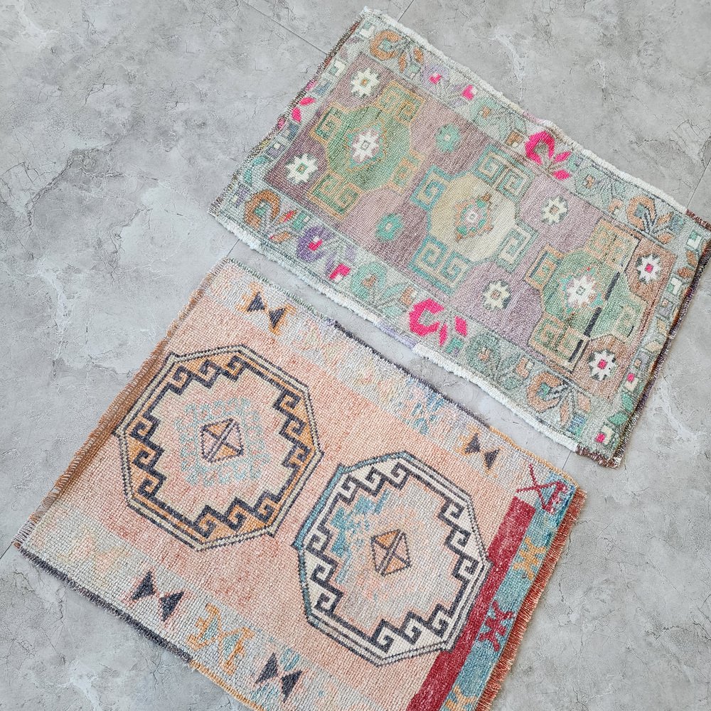 Hand Knotted Small Turkish Rug, Set of 2 for sale at Pamono