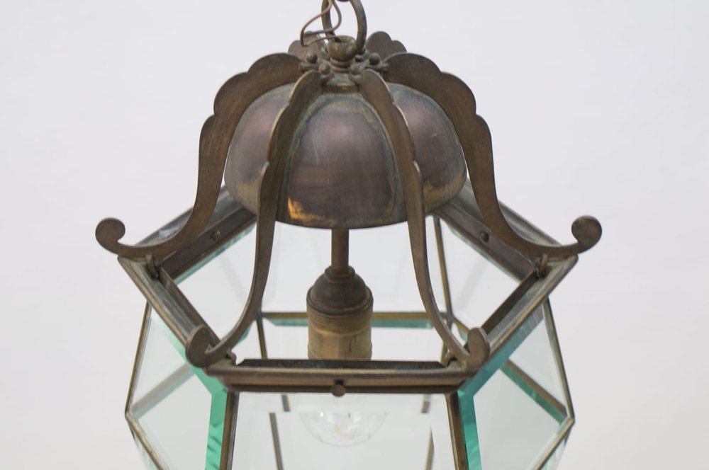 Light Cut Glass and Brass Ceiling Lamp by Adolf Loos Lobmeyr, Austria, 1930s for sale at Pamono
