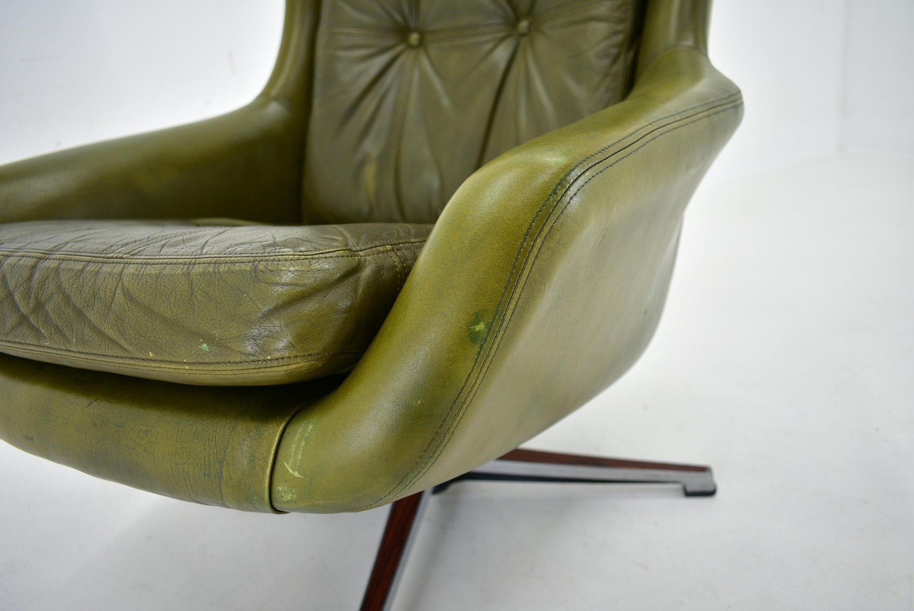 Fauteuil Pivotant Mid-Century en Cuir, Peem, Finlande, 1970s en vente sur Pamono