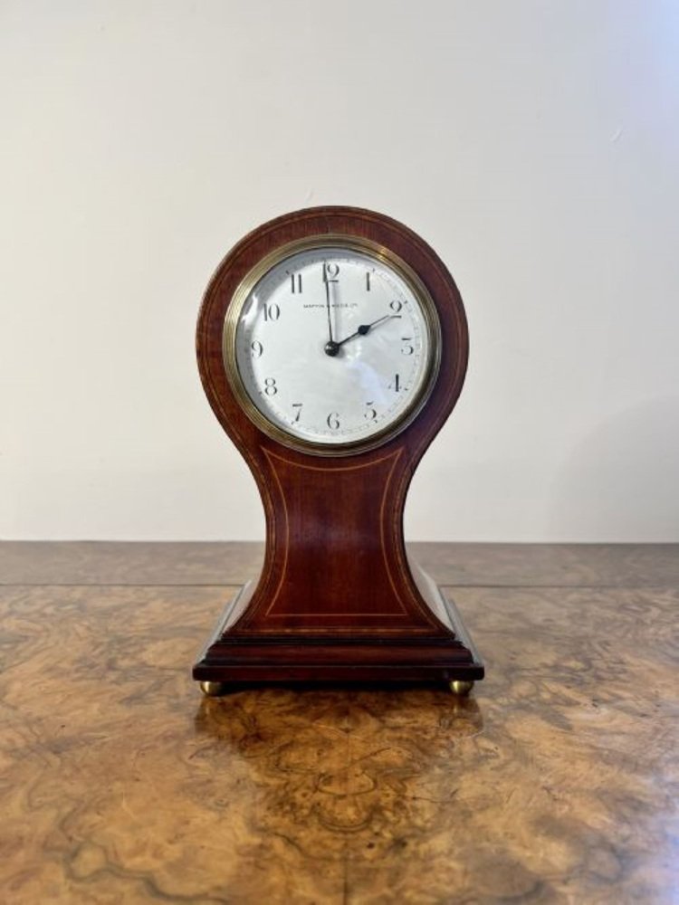 Antique Edwardian Inlaid Mahogany Balloon Clock by Mappin & Webb, 1900 ... Antique Edwardian Inlaid Mahogany Balloon Clock by Mappin & Webb, 1900 ...