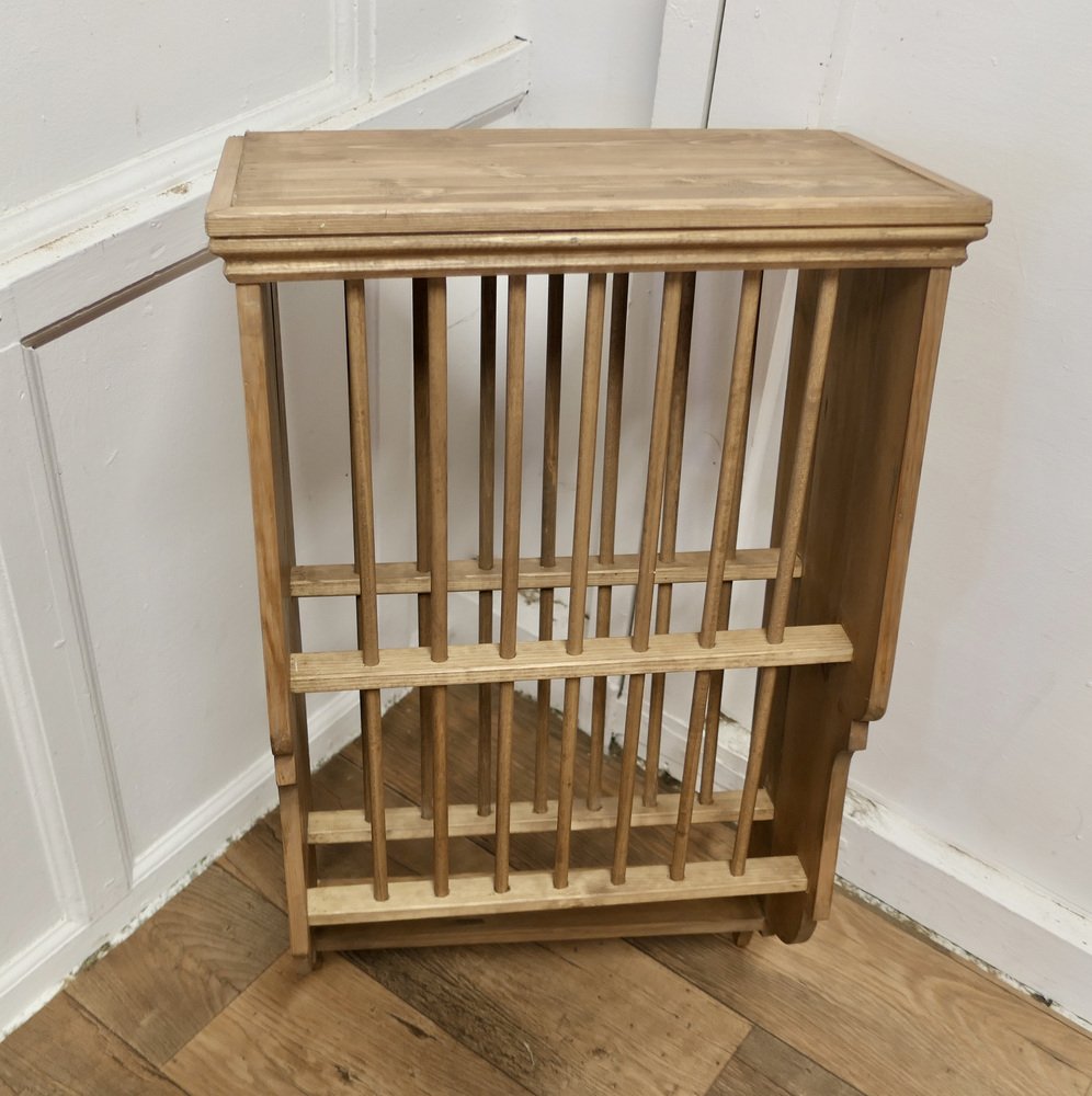 Wall Hanging Pine Plate Rack, 1960s for sale at Pamono